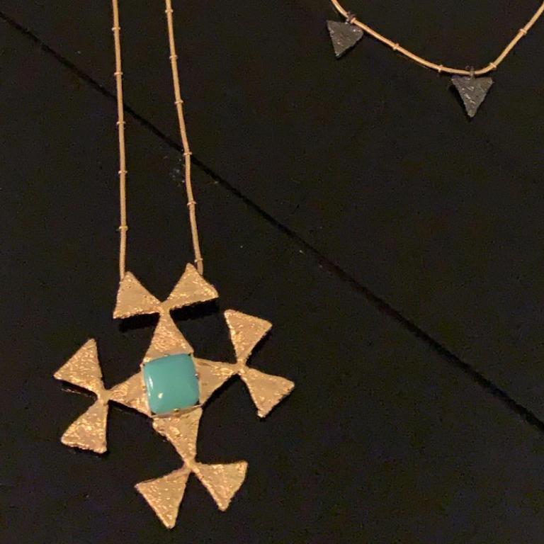 Tri Star Necklace in Gold and Turquoise For Sale at 1stDibs