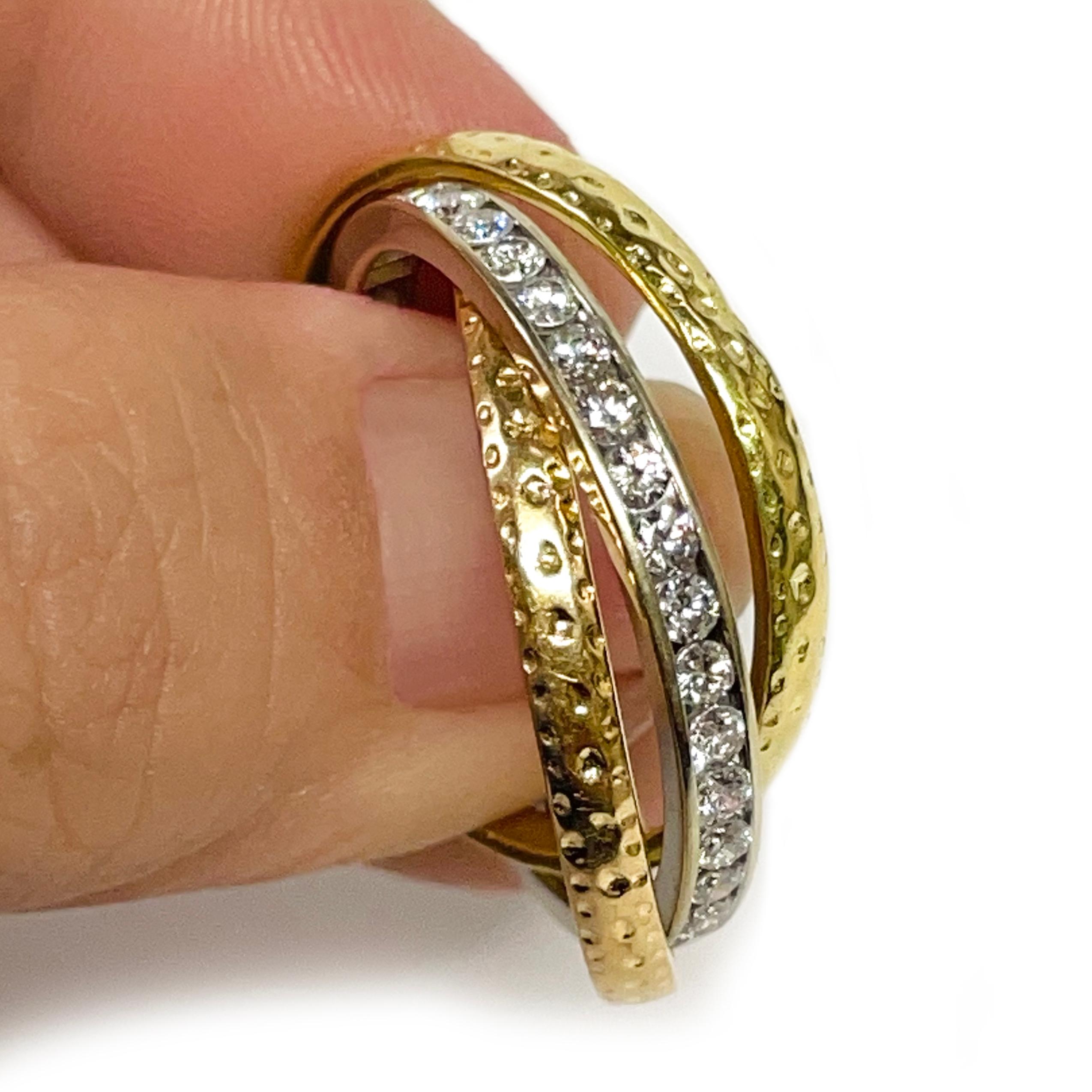 Tri-Tone Trinity Diamond Rolling Band Ring For Sale at 1stDibs