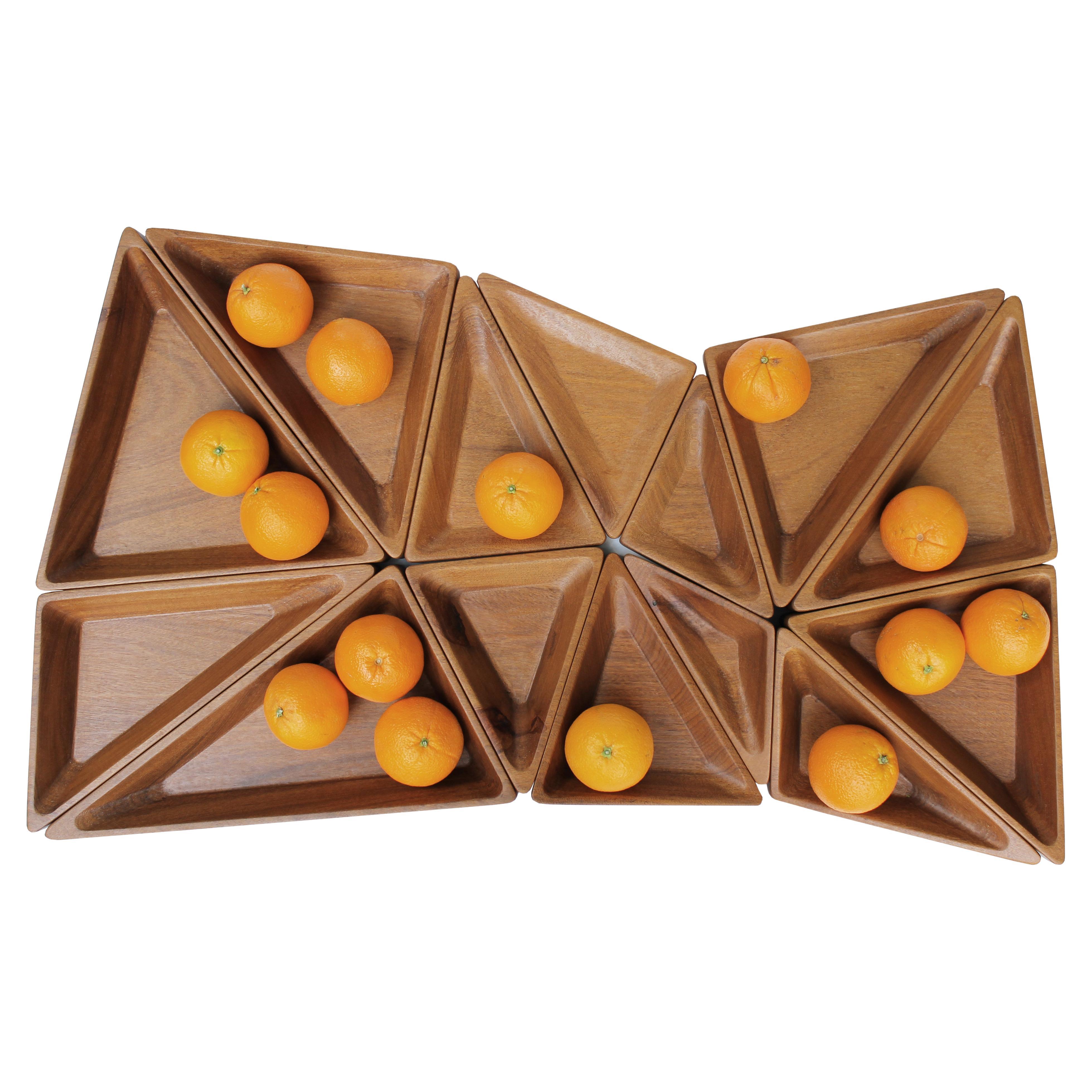Tri wood centerpiece - set with 14 pieces (cumaru wood) For Sale at 1stDibs