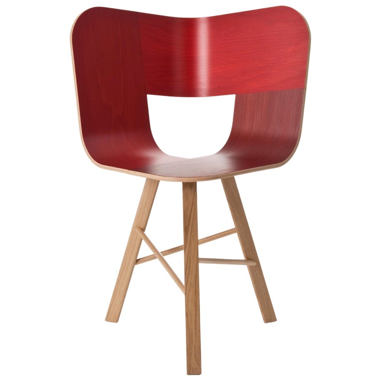 Tria Wood 3 Legs Chair, Red by Colé Italia For Sale at 1stDibs