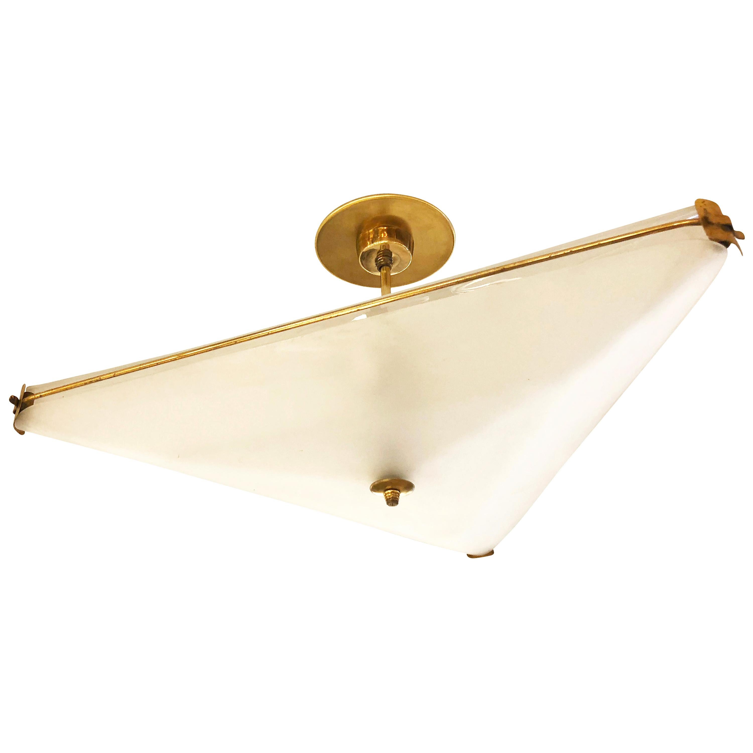 Triangle Ceiling Light Attributed to Fontana Arte at 1stDibs