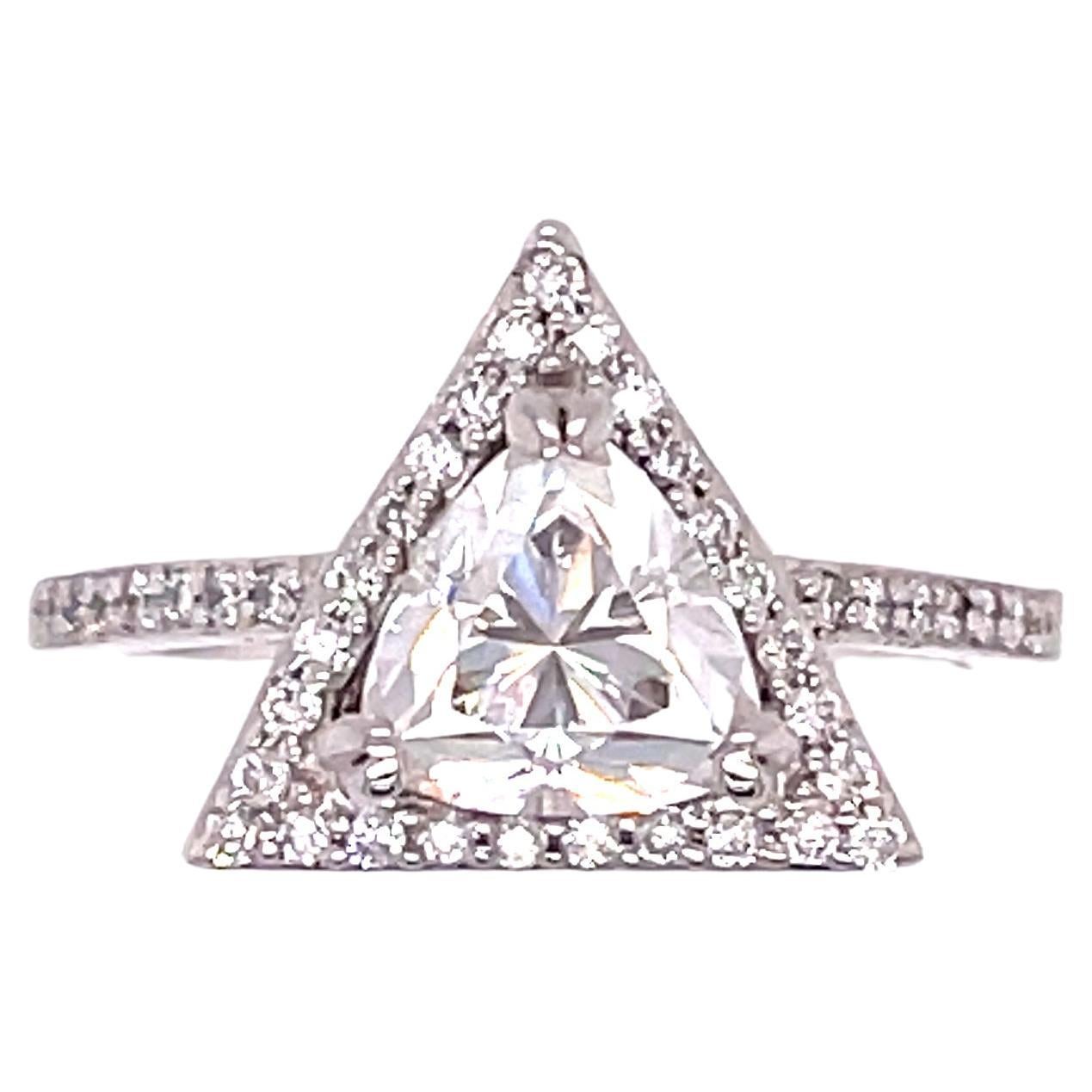 Triangle Moissanite and Diamond Ring For Sale at 1stDibs