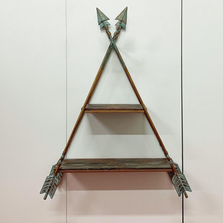 Triangular Arrow Hanging Wall Shelves in a Verdigris Finish For Sale at ...