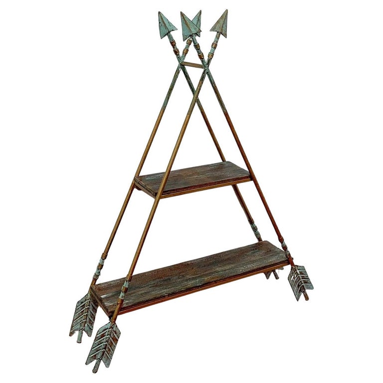 Triangular Arrow Hanging Wall Shelves in a Verdigris Finish For Sale at ...