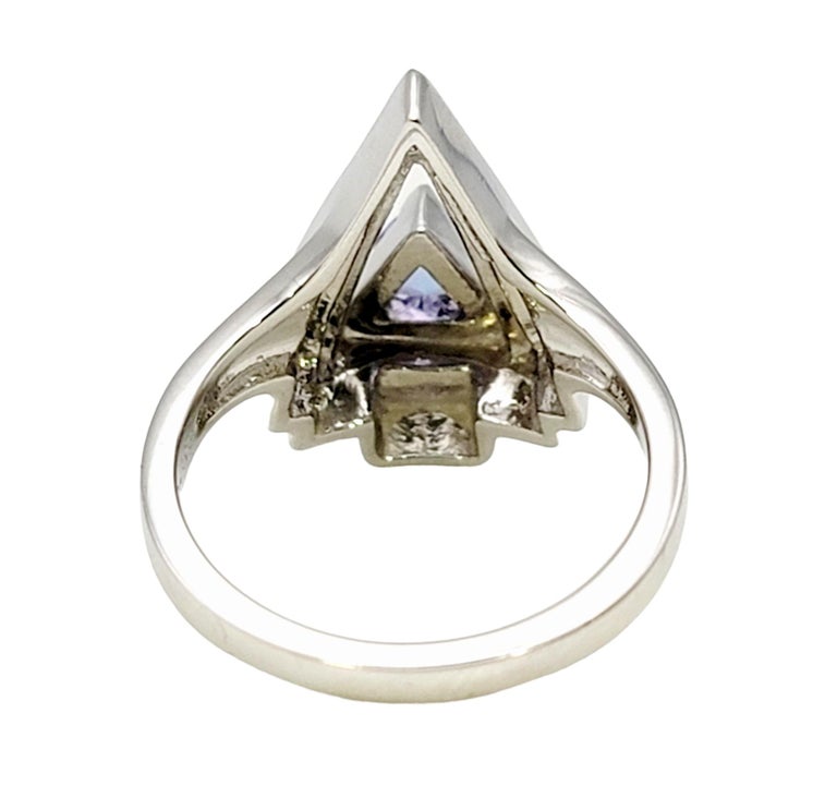 Triangular Brilliant Cut Natural Tanzanite Modern Open Arrow Ring in ...