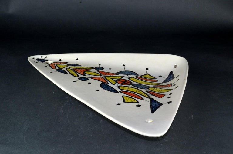 Triangular Ceramic Dish with Geometric Motive by Roger Capron For Sale ...