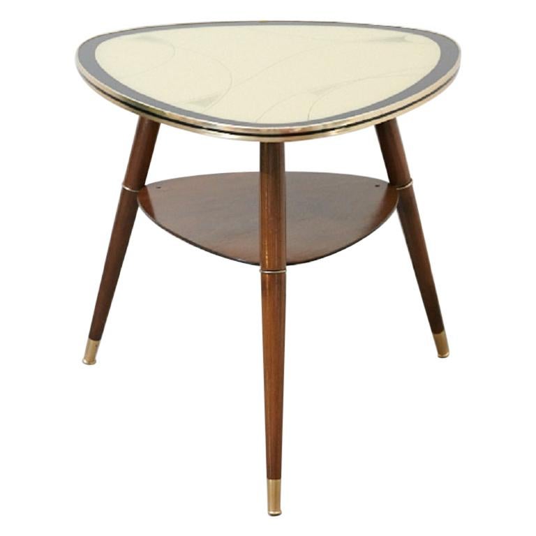 Triangular Cocktail Table Cream Deluxe, Glass, 1950s For Sale at 1stDibs