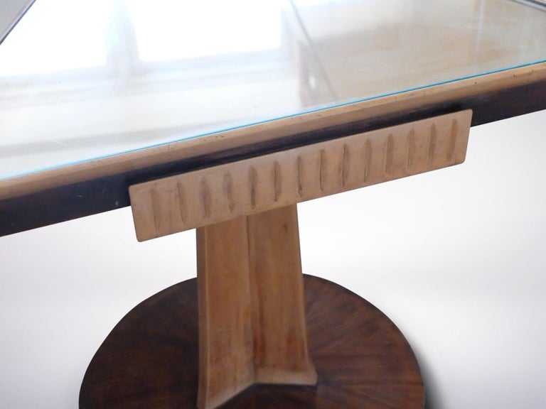 Triangular Console Table with Glass Top, 1950s For Sale at 1stDibs