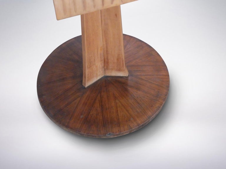 Triangular Console Table with Glass Top, 1950s For Sale at 1stDibs