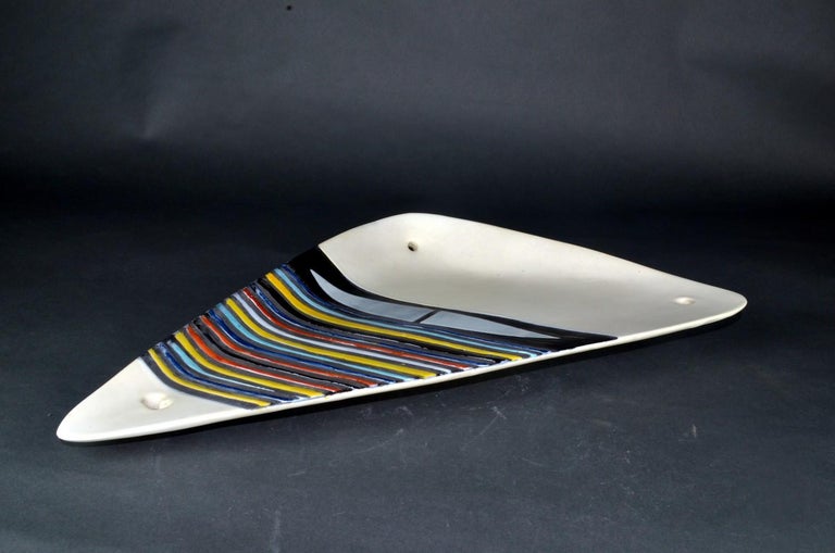 Triangular Dish with Stripes by Roger Capron For Sale at 1stDibs