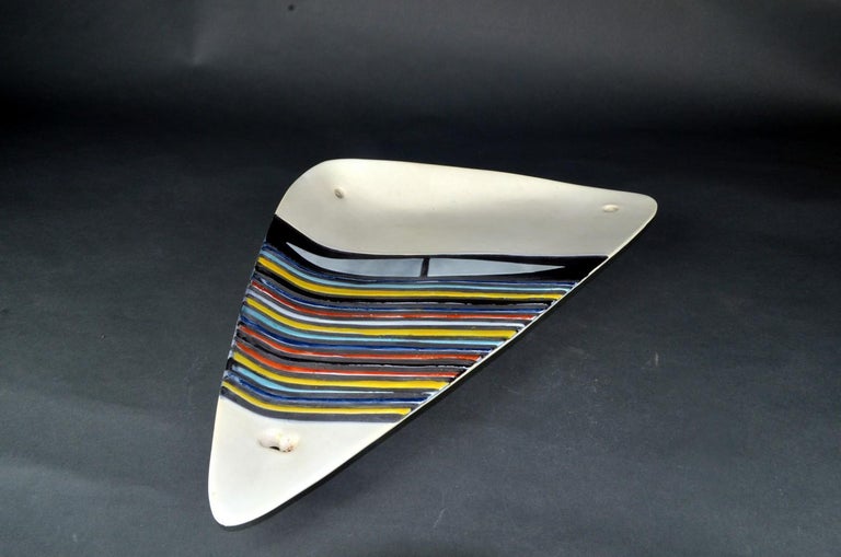 Triangular Dish with Stripes by Roger Capron For Sale at 1stDibs