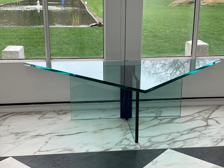 Triangular Glass Coffee Table For Sale at 1stDibs