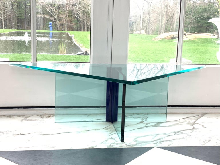 Triangular Glass Coffee Table For Sale at 1stDibs