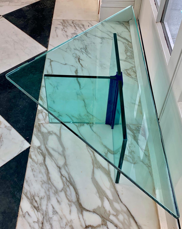 Triangular Glass Coffee Table For Sale at 1stDibs