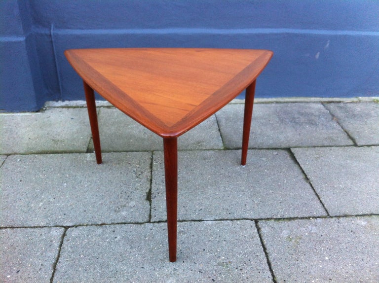 Triangular Shaped Danish Modern Teak Coffee Table with Rounded Profiles ...