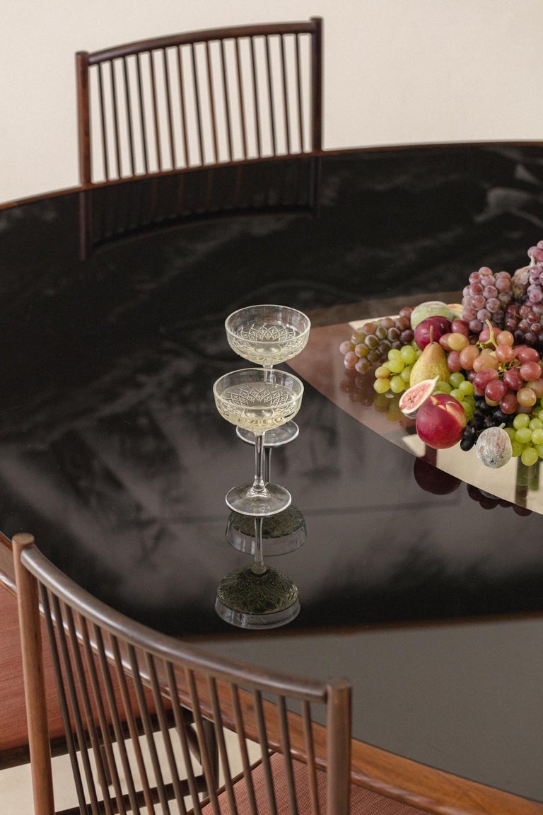 Triangular Table with Painted Glass Top, Joaquim Tenreiro, circa 1960 ...