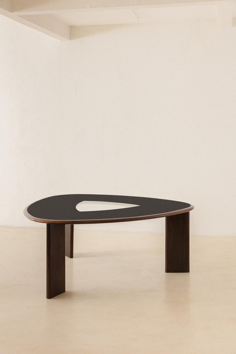 Triangular Table with Painted Glass Top, Joaquim Tenreiro, circa 1960 ...