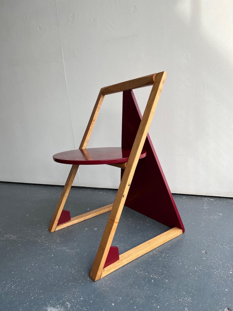 Triangular Wooden Memphis Style Chair For Sale at 1stDibs
