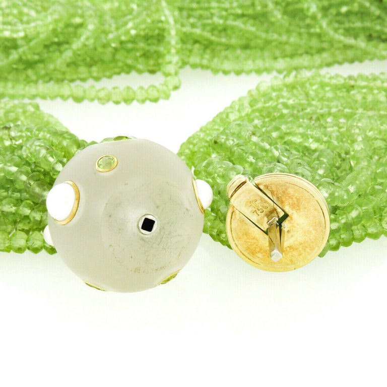 Trianon 18k Gold Multi Strand Peridot Pearl Rock Crystal Clasp Torsade ...
