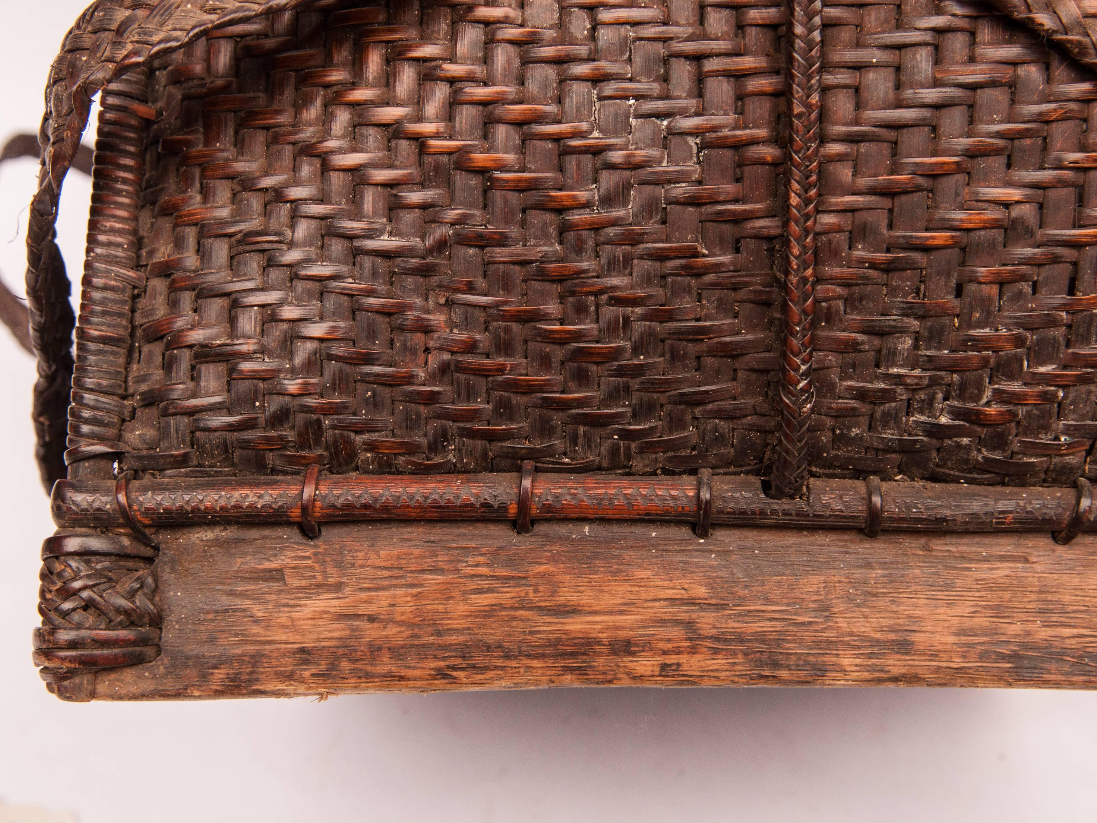 Tribal Carrying Basket from Laos, Mid-20th Century, Bamboo, Rattan ...