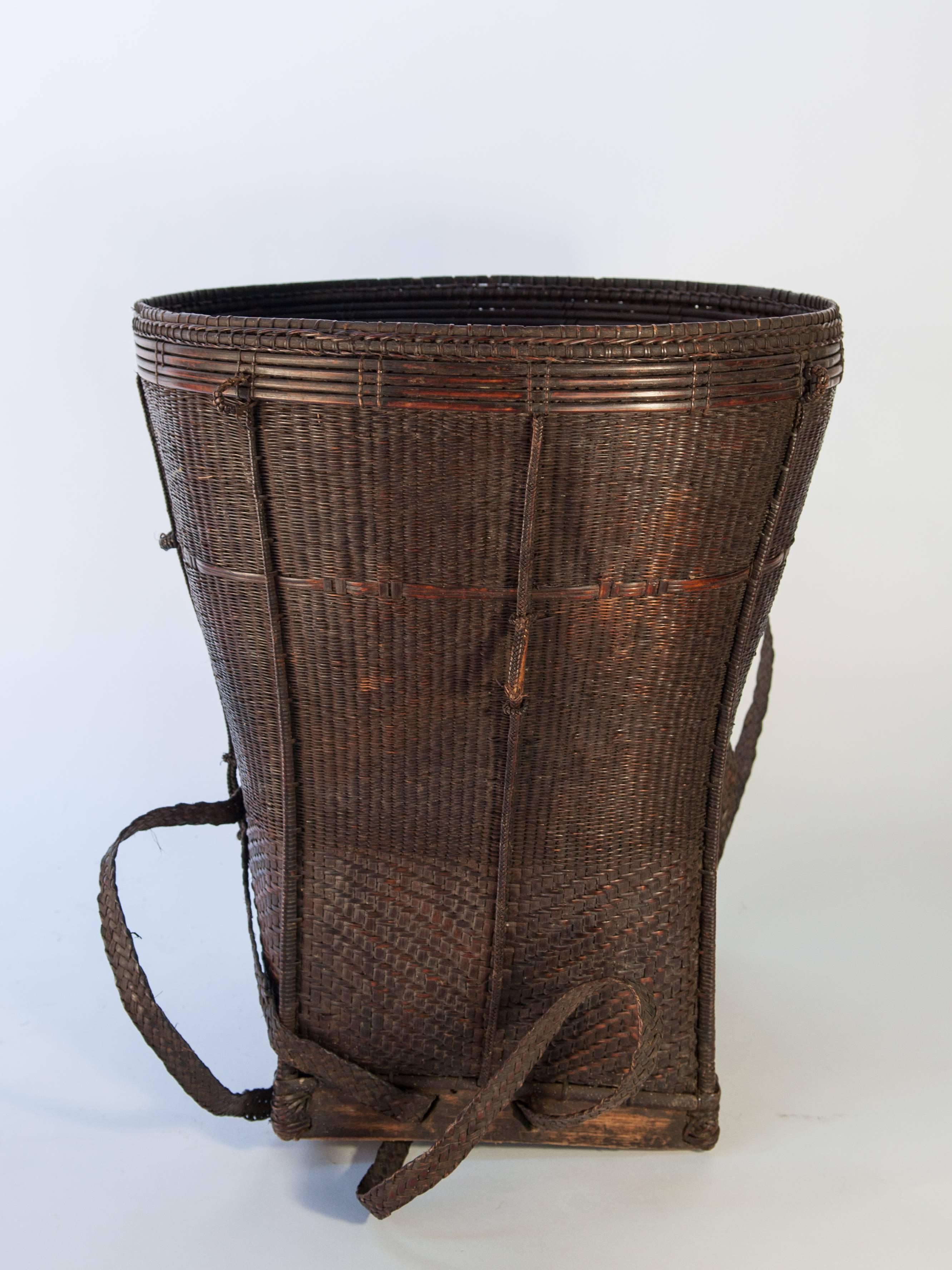 Tribal Carrying Basket from Laos, Mid-20th Century, Bamboo, Rattan ...