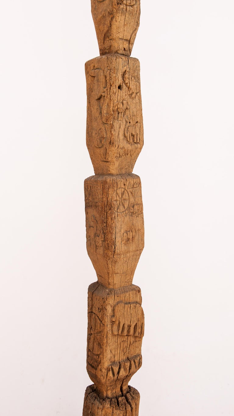 Tribal House Pillar, Tharu of Nepal Mid-20th Century, Metal Base at ...