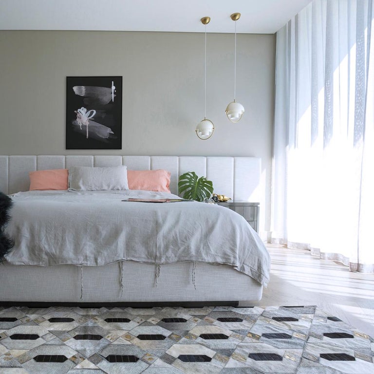 Tribal Inspired Customizable Linaje Gray, Black and Gold Cowhide Runner ...