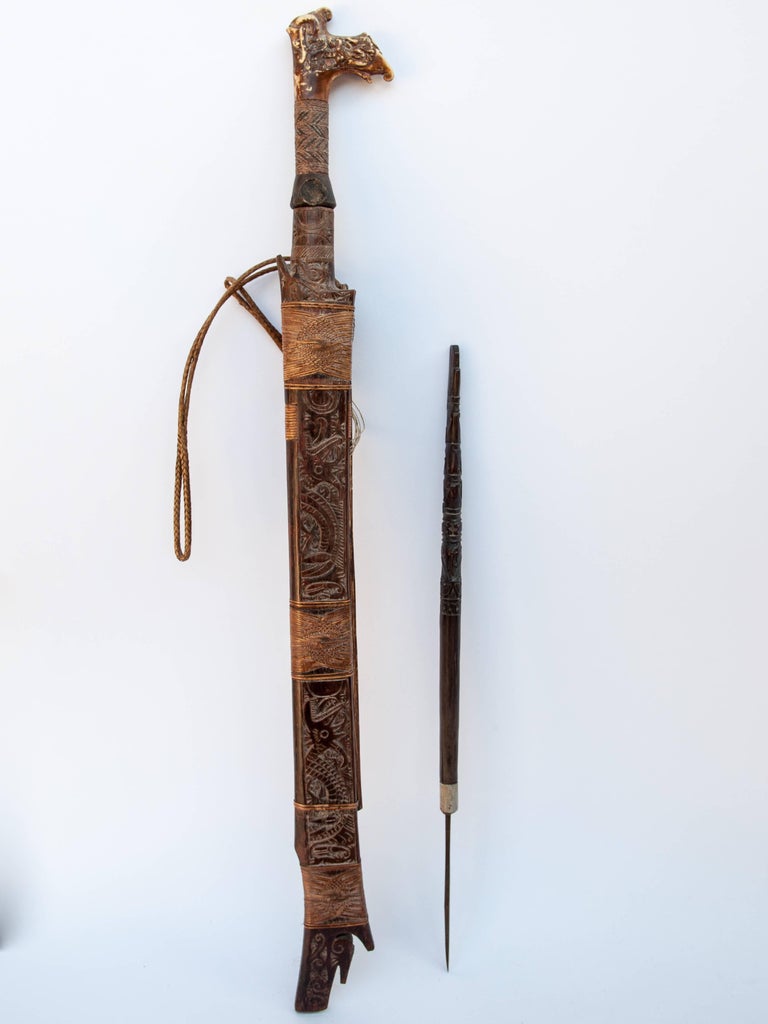 Tribal Mandau Sword with Scabbard from the Dayak of Borneo, Early 20th ...