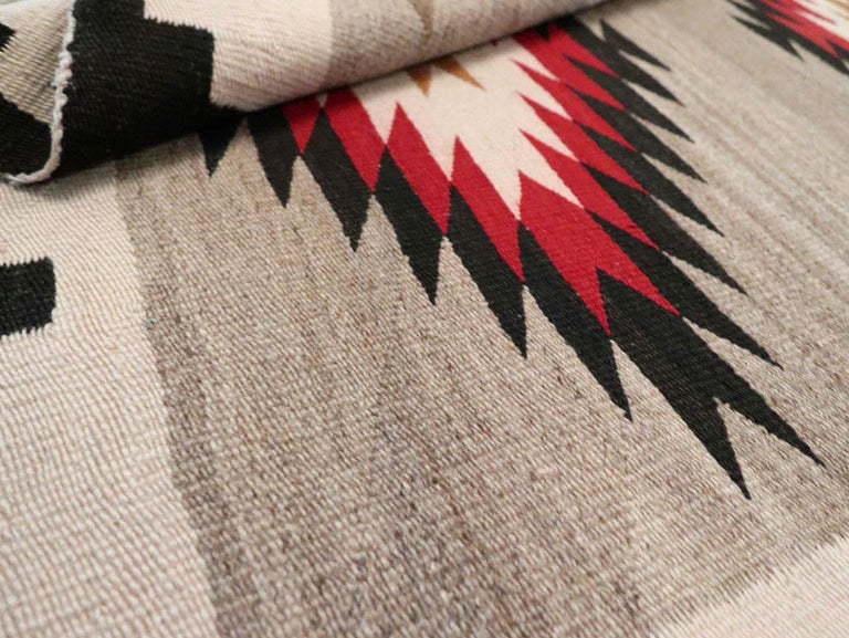 Tribal Mid-20th Century Handmade American Navajo Flatwoven Throw Rug ...