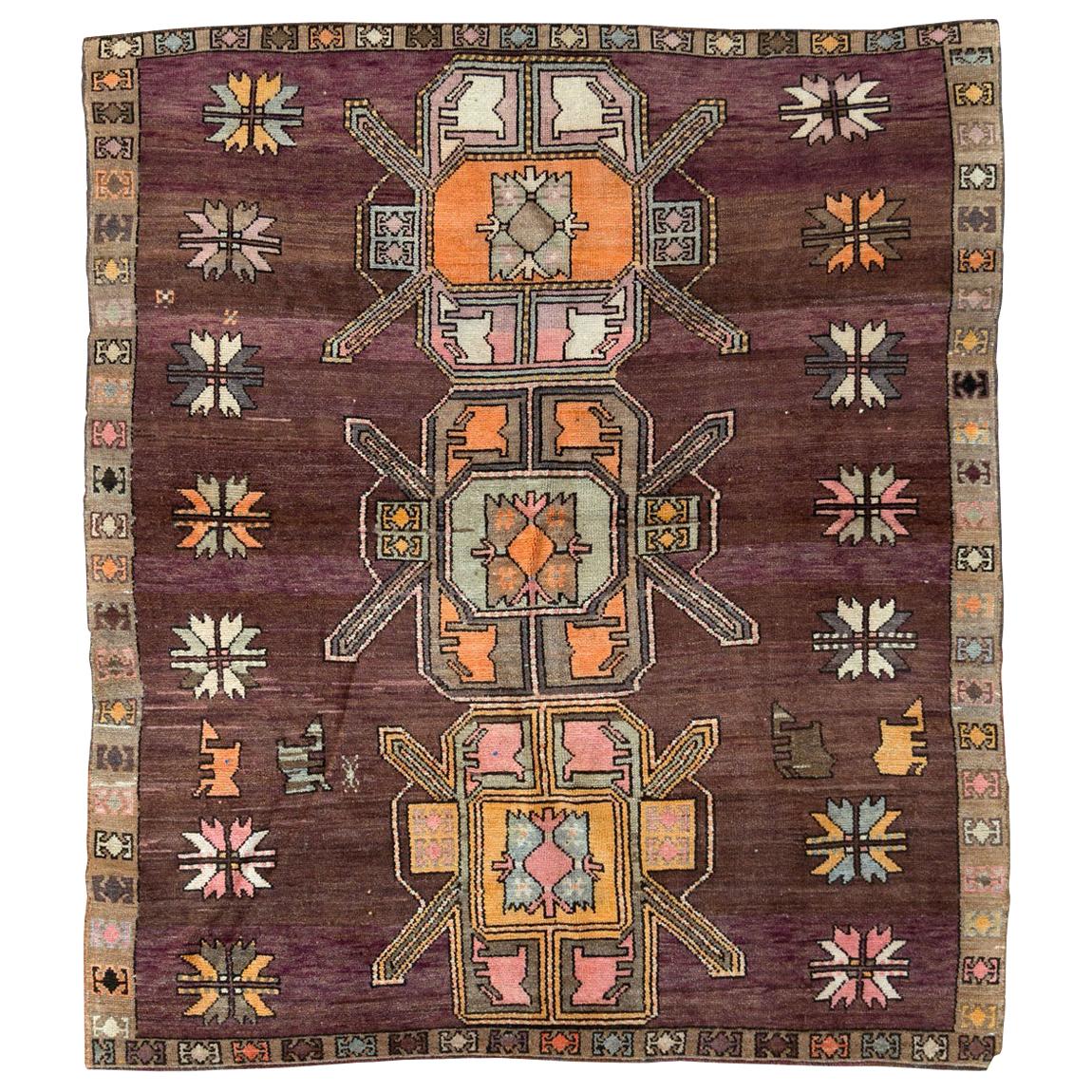 Vintage Turkmen Tekke Rug with Tribal Style, Tekke Accent Rug, Turkoman ...