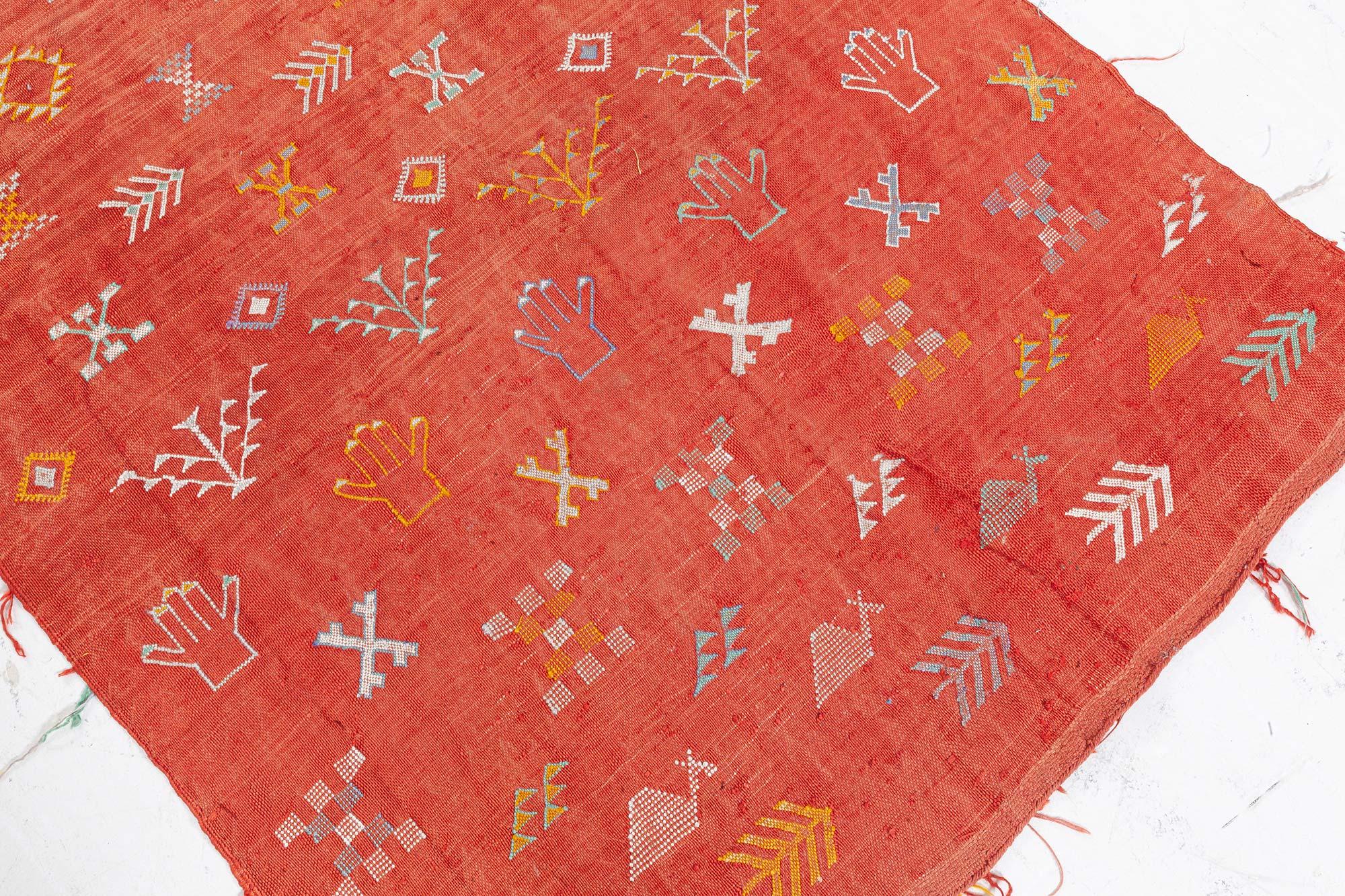 Tribal Moroccan Kilim Red Rug For Sale at 1stDibs