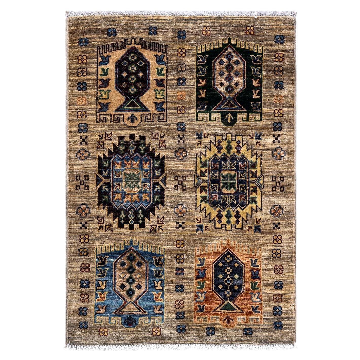 Tribal, One-of-a-kind Hand Knotted Runner Rug, Beige For Sale at 1stDibs