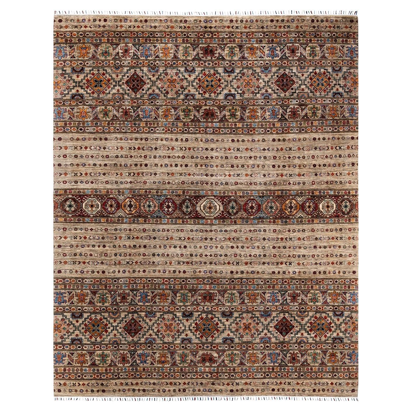 Tribal, One-of-a-kind Hand Knotted Runner Rug, Beige For Sale at 1stDibs