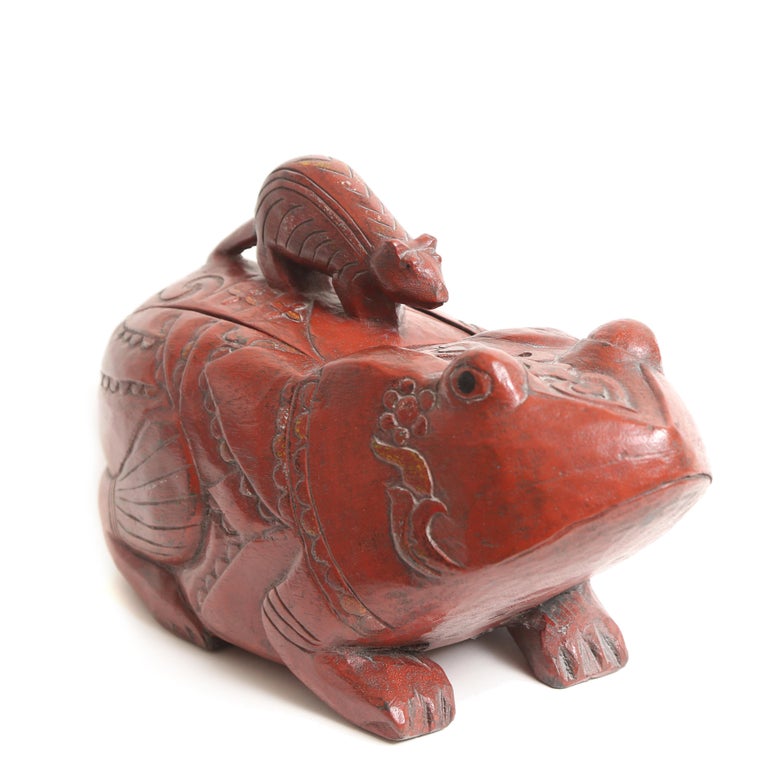 Tribal Painted Wood Box For Sale at 1stDibs