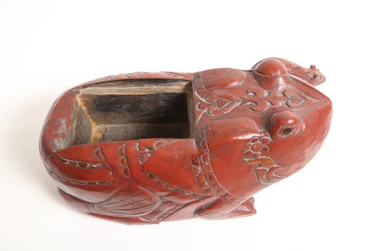 Tribal Painted Wood Box For Sale at 1stDibs