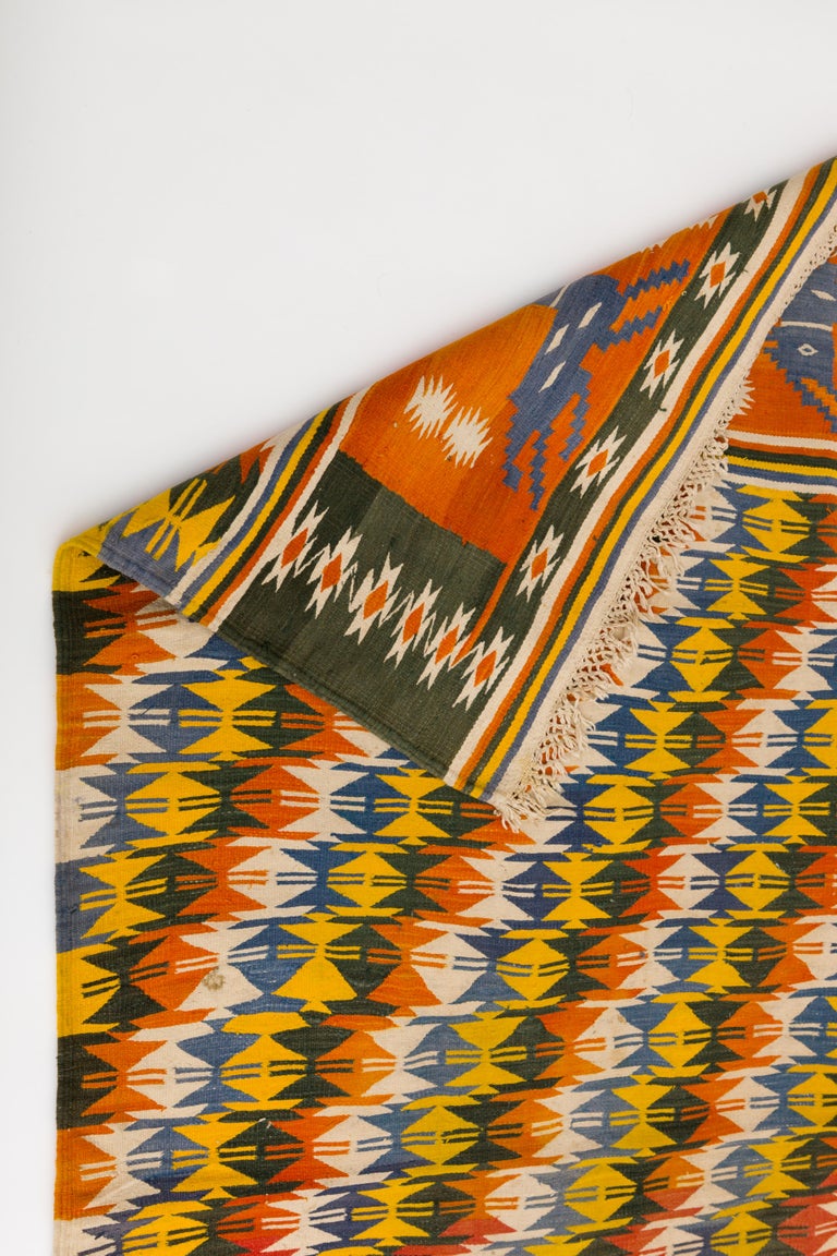 Tribal Rajasthani Multi-Color Indian Cotton Dhurrie Rug with Deer Motif ...