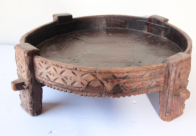 Tribal Round Low Coffee Teak Table at 1stDibs