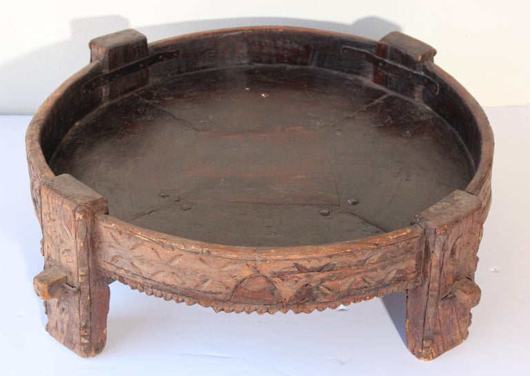 Tribal Round Low Coffee Teak Table at 1stDibs