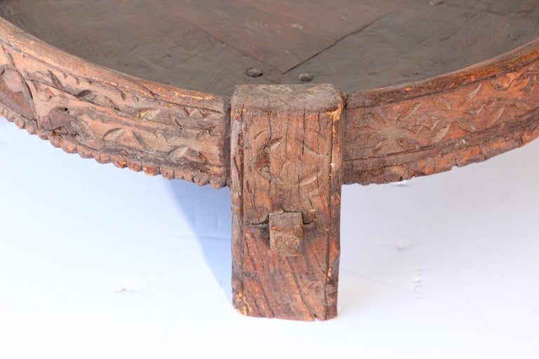 Tribal Round Low Coffee Teak Table at 1stDibs