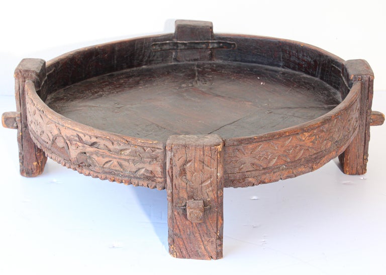 Tribal Round Low Coffee Teak Table at 1stDibs