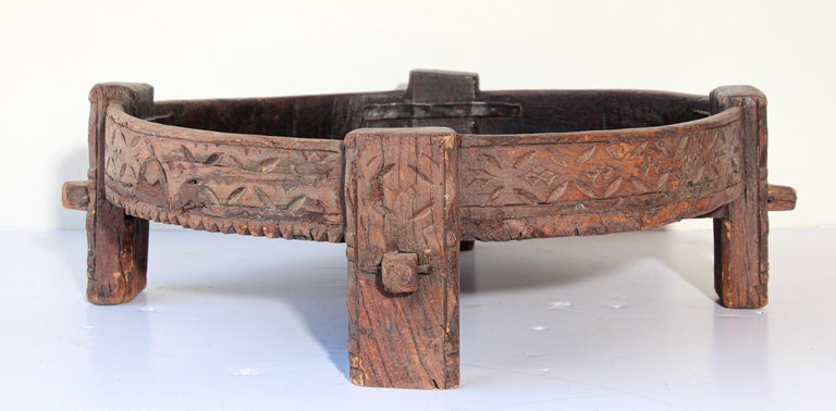 Tribal Round Low Coffee Teak Table at 1stDibs