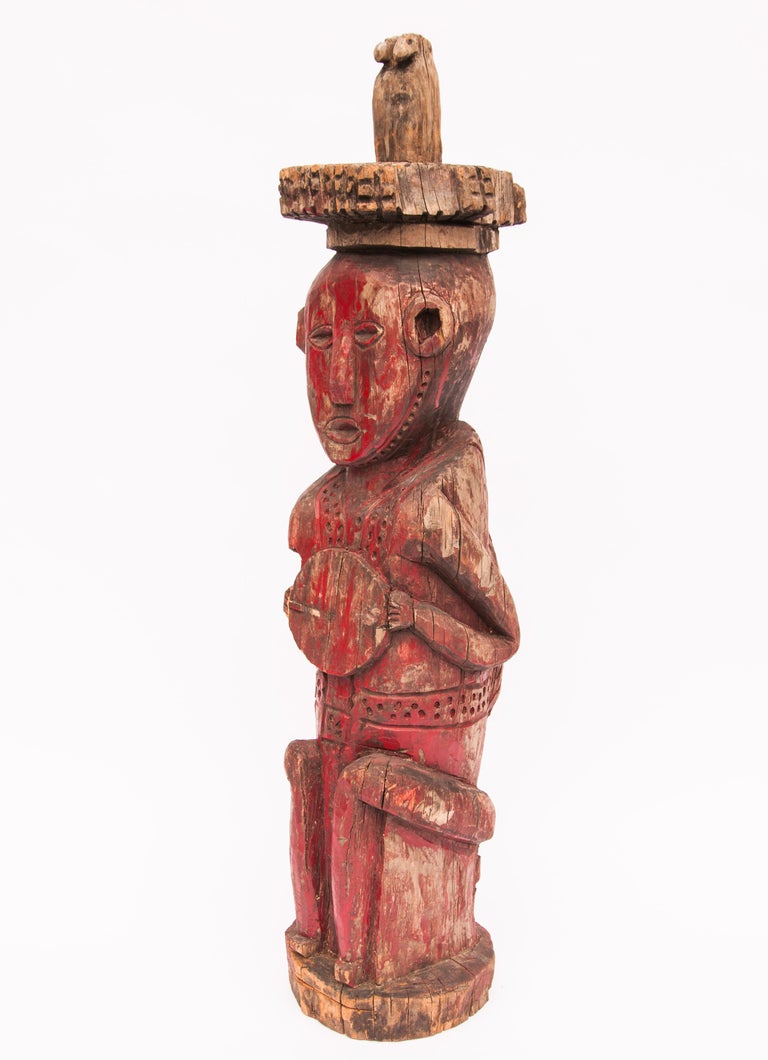 Tribal Carved Shaman Figure with Red Color, West Central Nepal, Mid ...