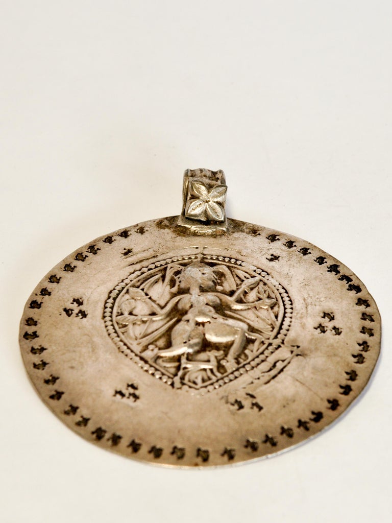 Tribal Silver Pendant from India Depicting Kali, Repousse Work, Mid ...