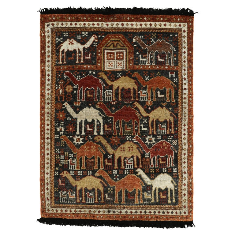 Rug and Kilim's Tribal Style Rug in Red, Orange-Brown, Pictorial ...
