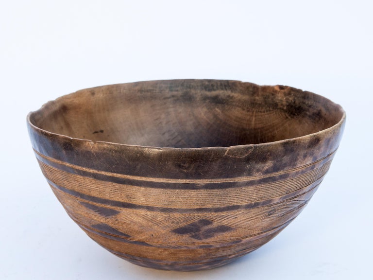 Tribal Wooden Bowl with Carved Design, Tuareg of West Africa, Mid-20th ...