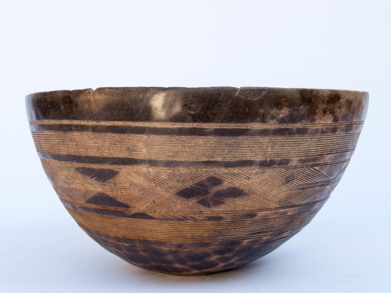 Tribal Wooden Bowl with Carved Design, Tuareg of West Africa, Mid-20th ...