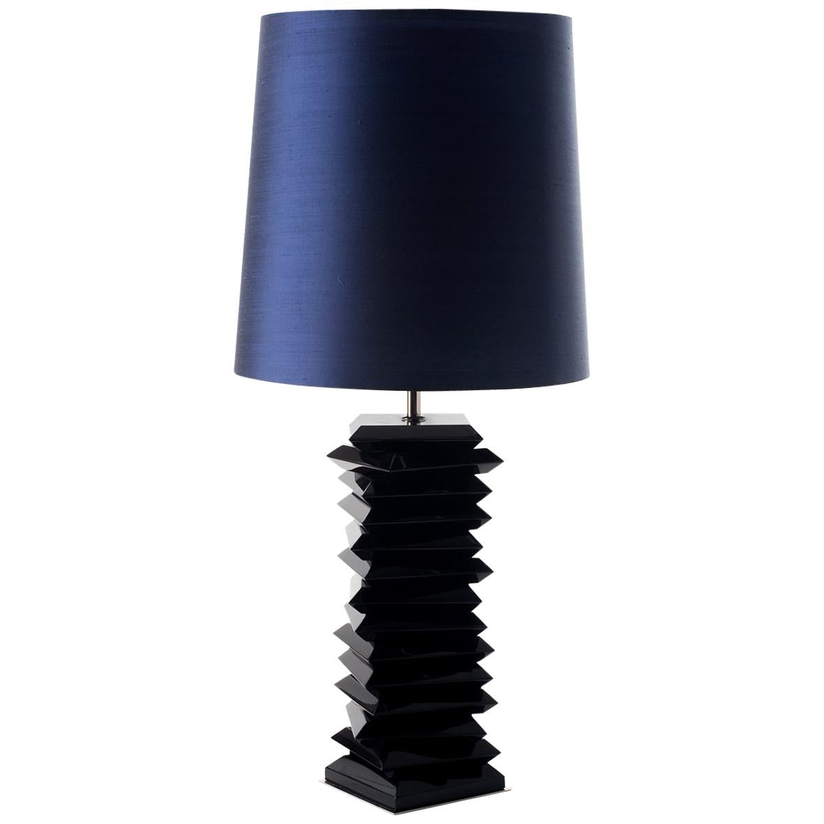 Black Shell Table Lamp in Solid Mahogany Wood For Sale at 1stDibs