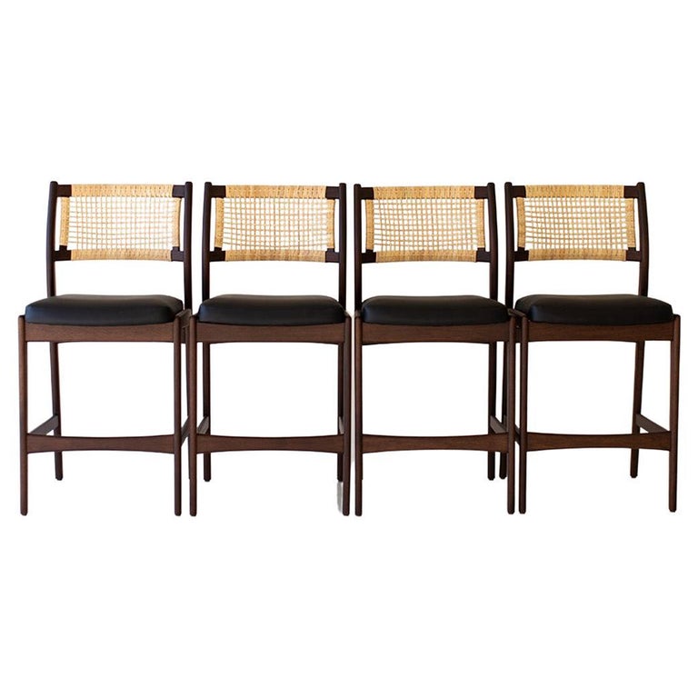 Craftassociates Counter Stools, Cane counter height Stools, Walnut and ...