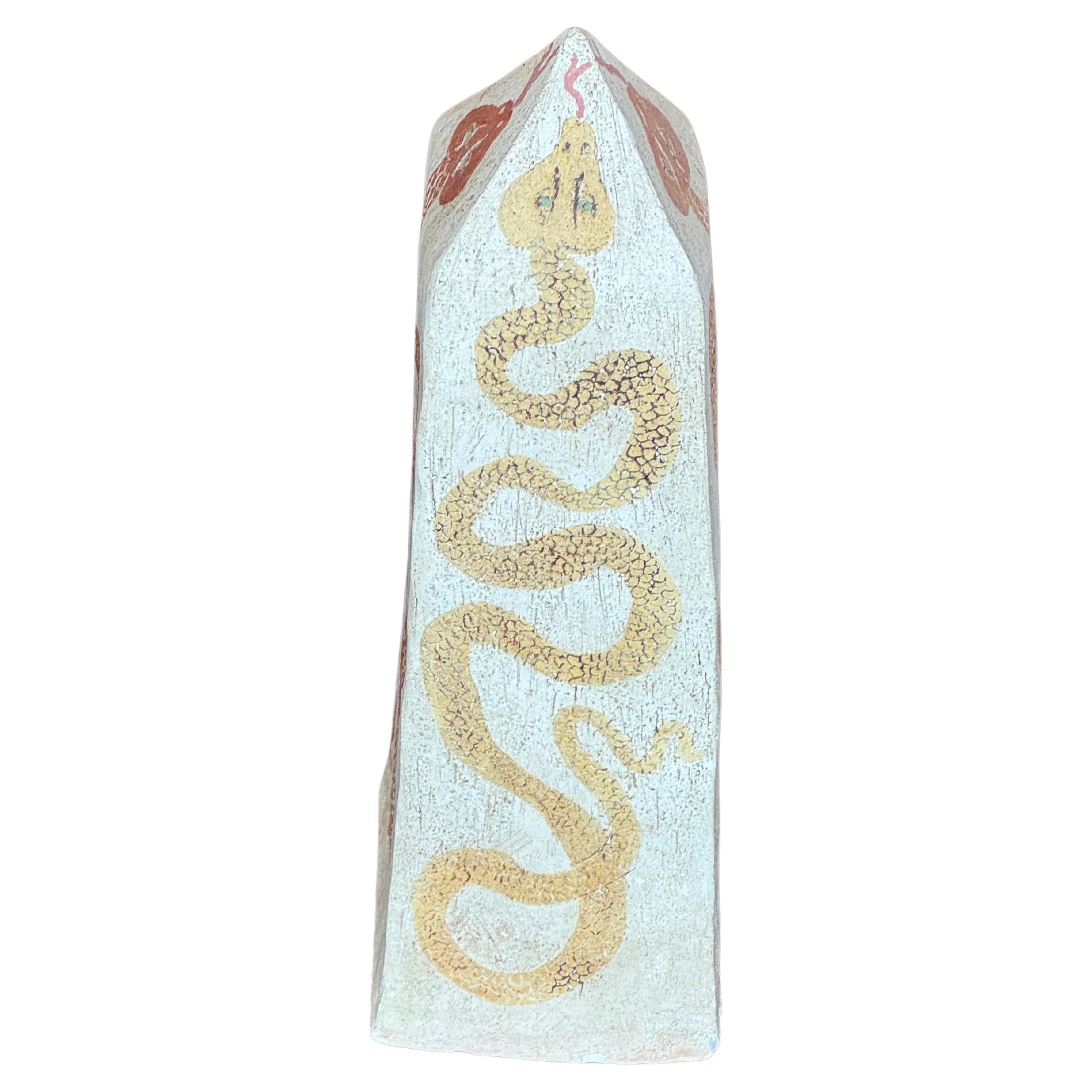 Tricolor Mid Century Clay Serpent Obelisk For Sale at 1stDibs