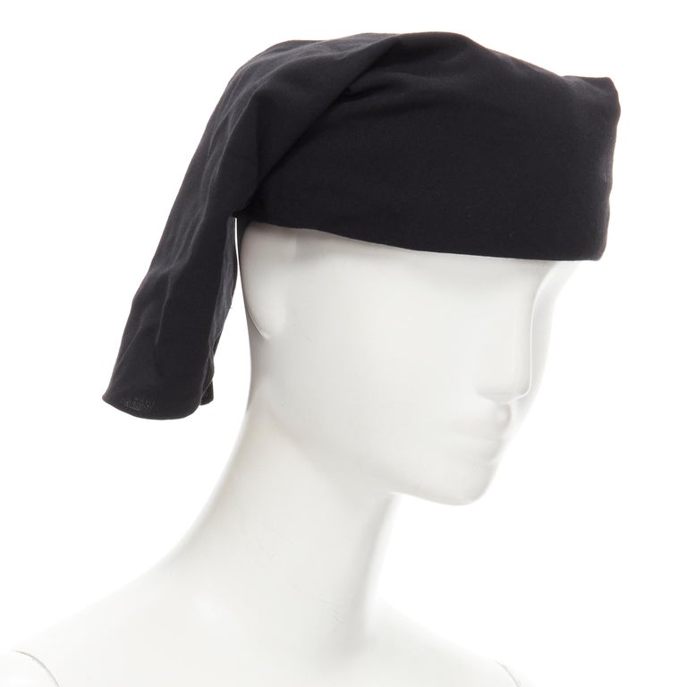 TRICOT COMME DES GARCONS Vintage black wool draped apostolnik raffia ...